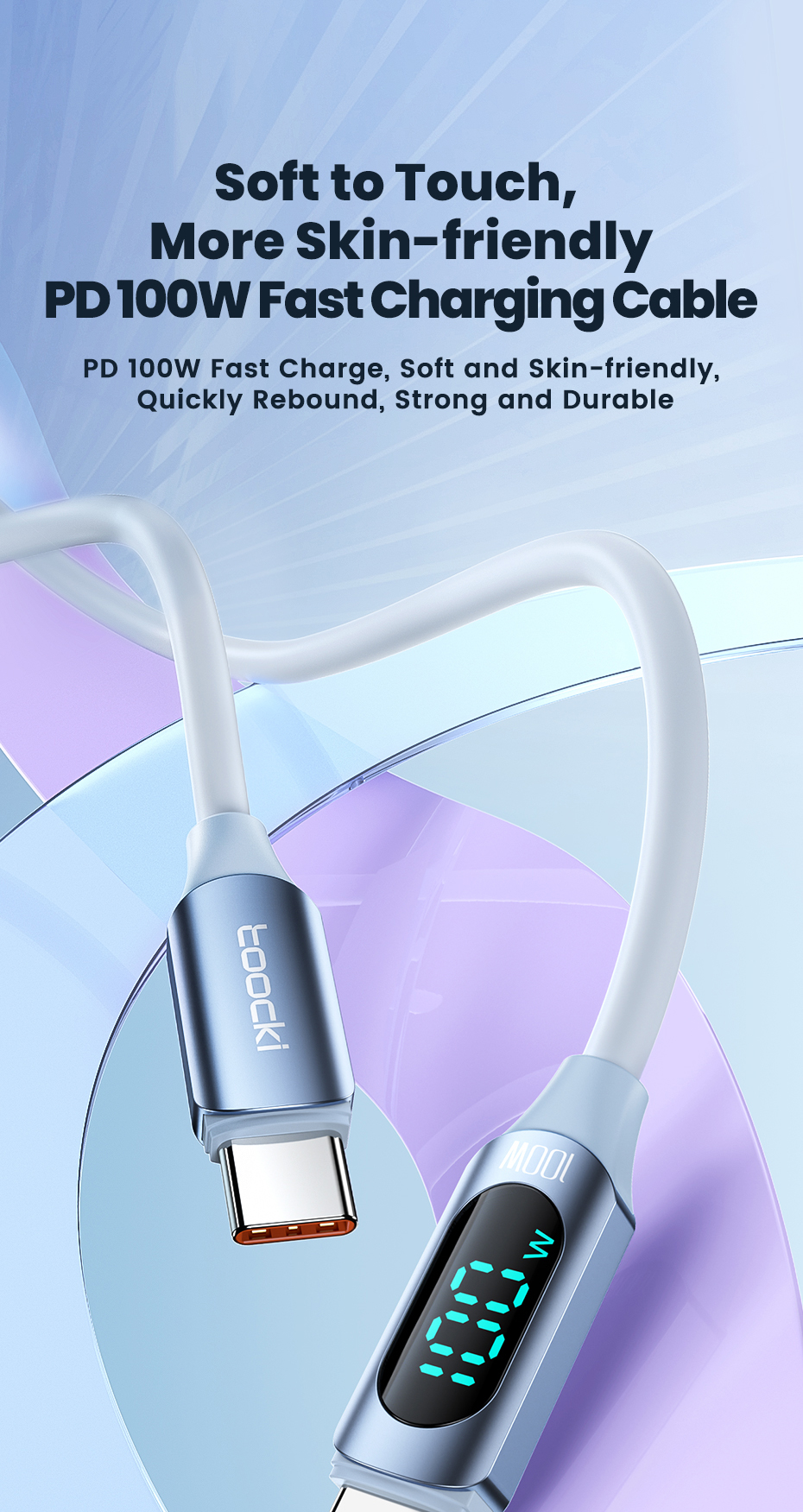Toocki PD100W Type C to Type C Fast Data Cable 6A USB A to Type C Fast ...