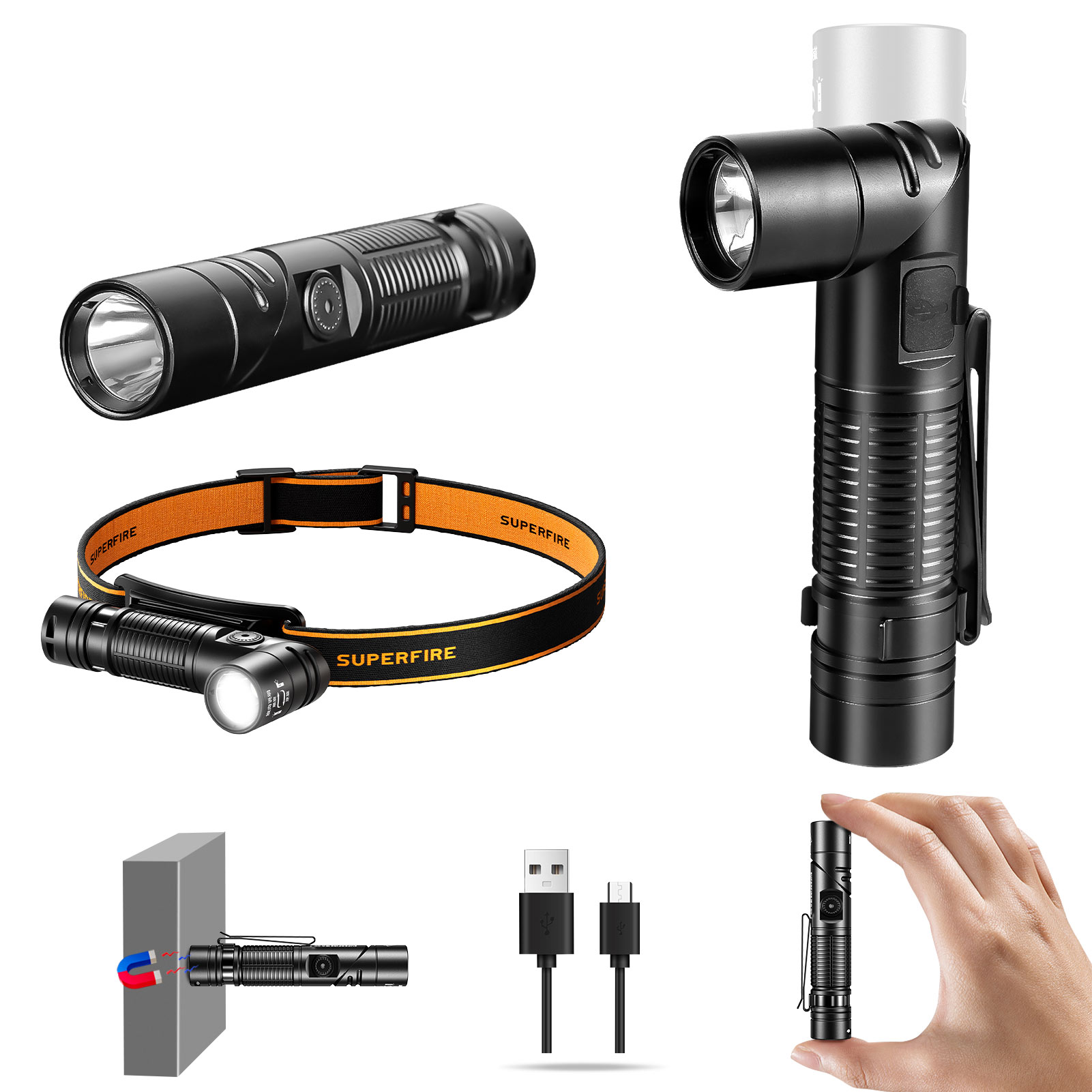 SUPERFIRE G19-S 5W LED Head Flashlight USB C Rechargeable 90 ...