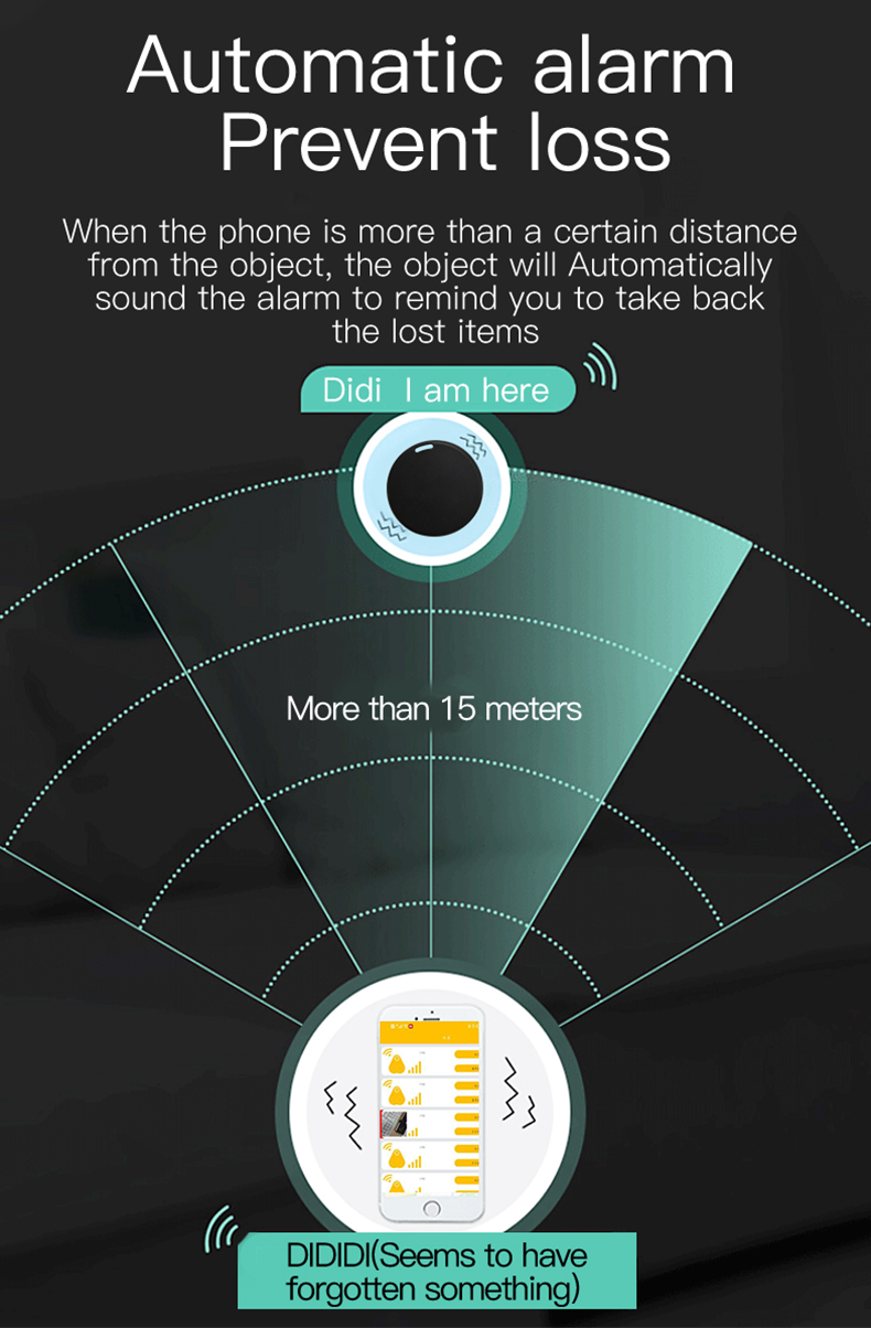Circular Bluetooth Tracker Compatible with iOS/Android Bluetooth Alarm ...