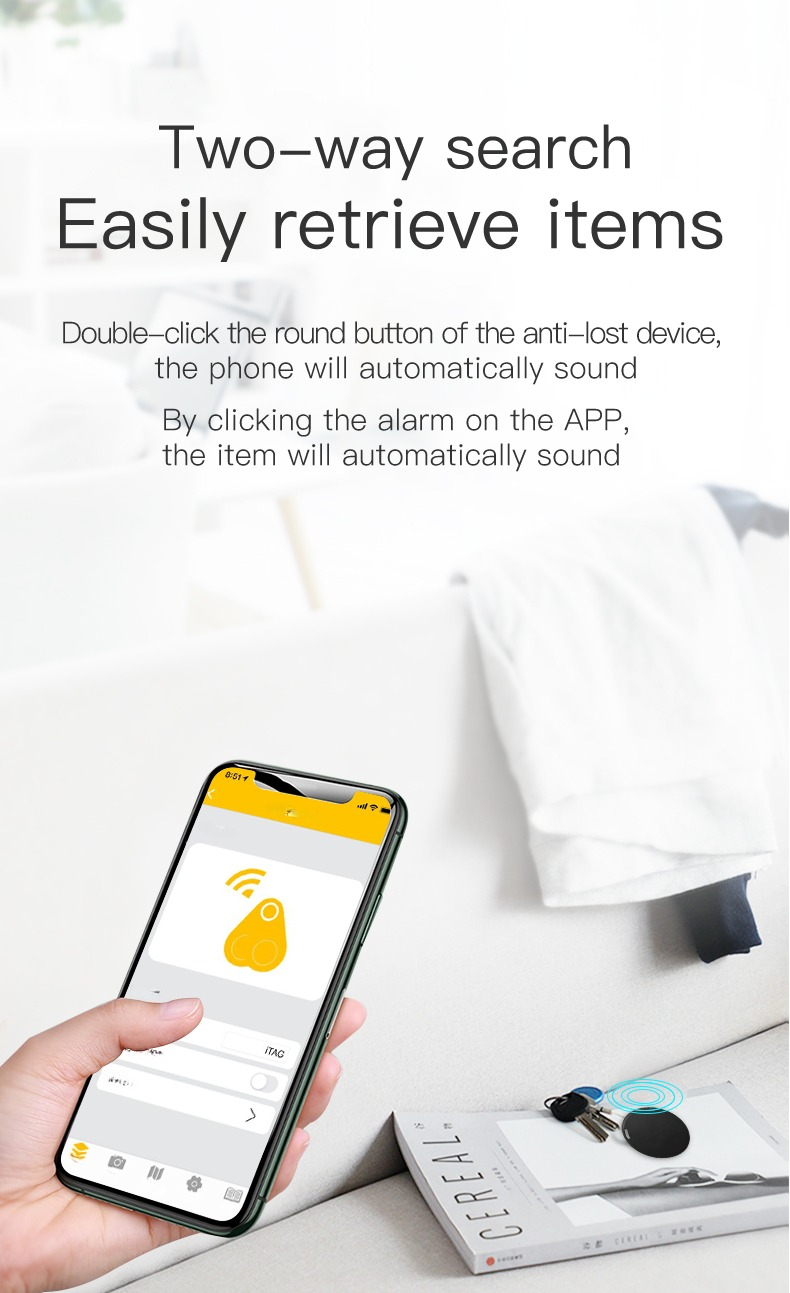Circular Bluetooth Tracker Compatible with iOS/Android Bluetooth Alarm ...