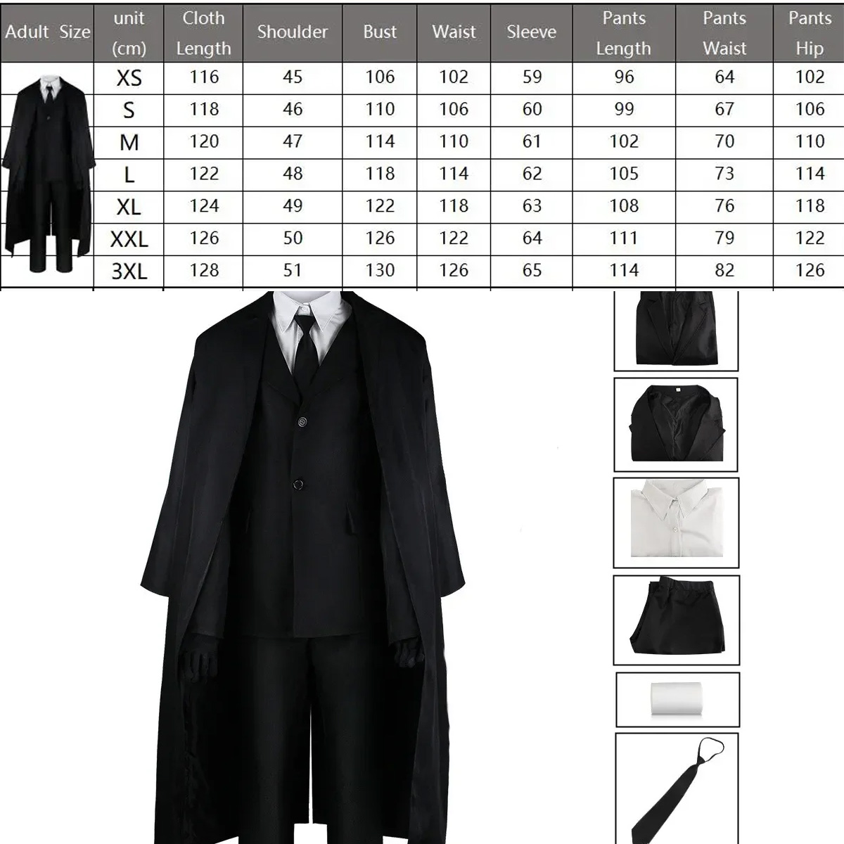 Dazai Cosplay Costume Black Trench Jacket Pants Gloves bandage Dazai ...