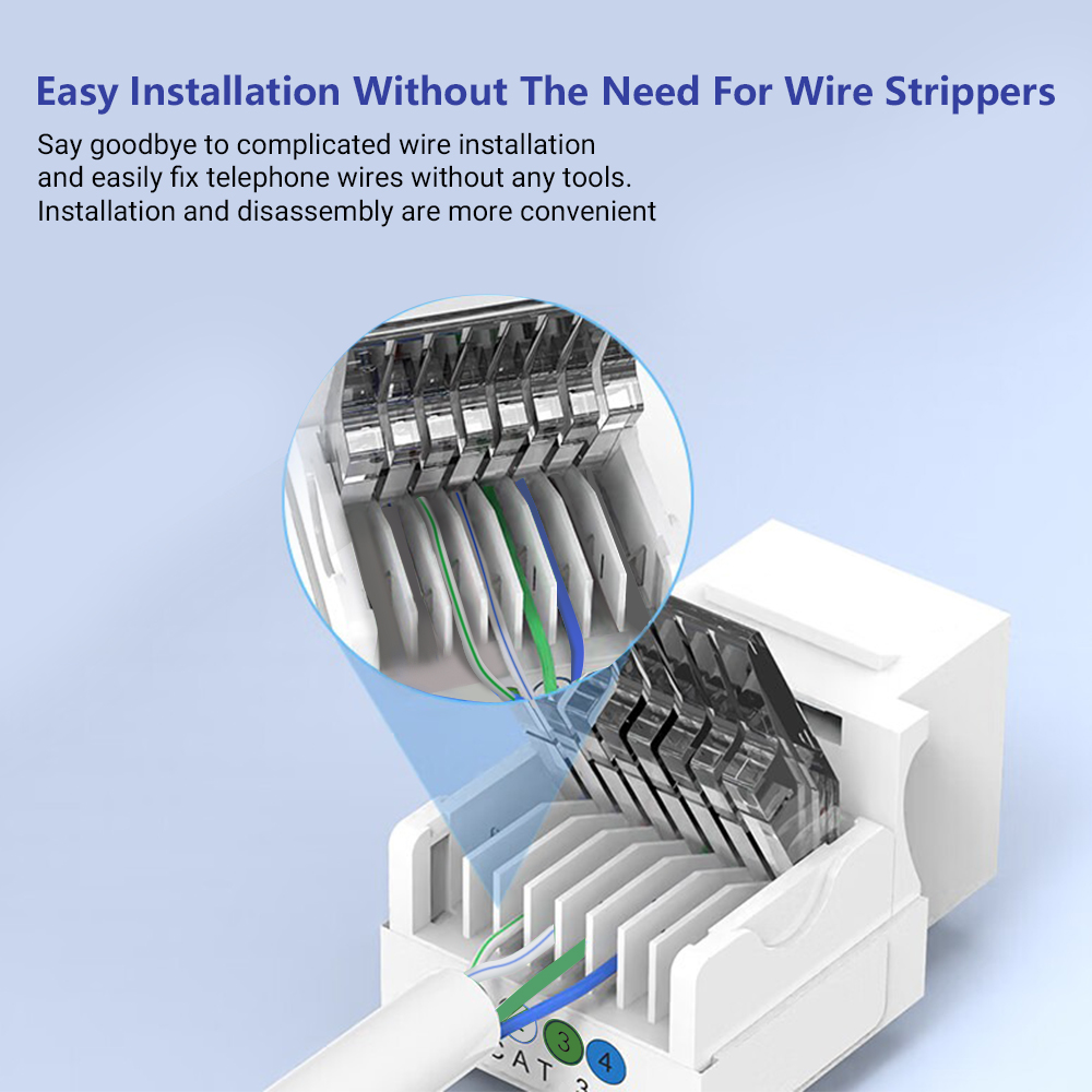 HOOLNX CAT3 RJ11 Keystone Jack, Tool-free Telephone Module RJ11 CAT3 ...