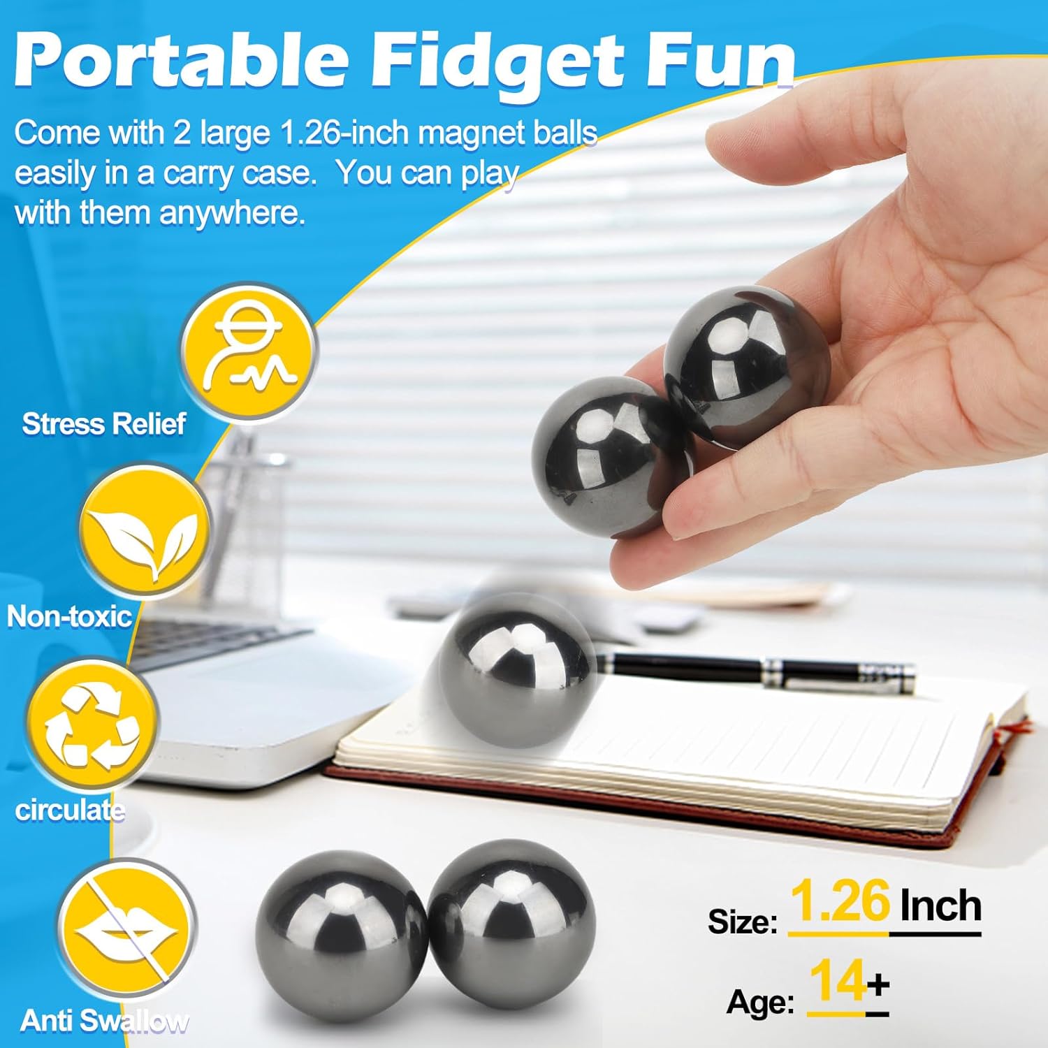 Magnet Black Ball Fidget Toy, DIY Hematite Stones Toys for Adults ...