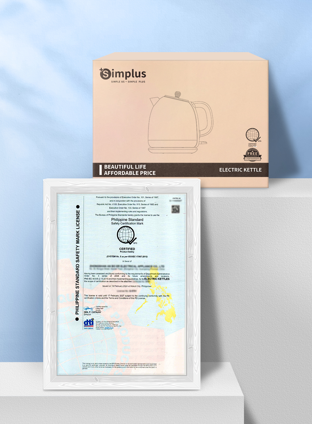 Simplus Electric Kettle Double Wall Water Boiler Heater Stainless Steel ...