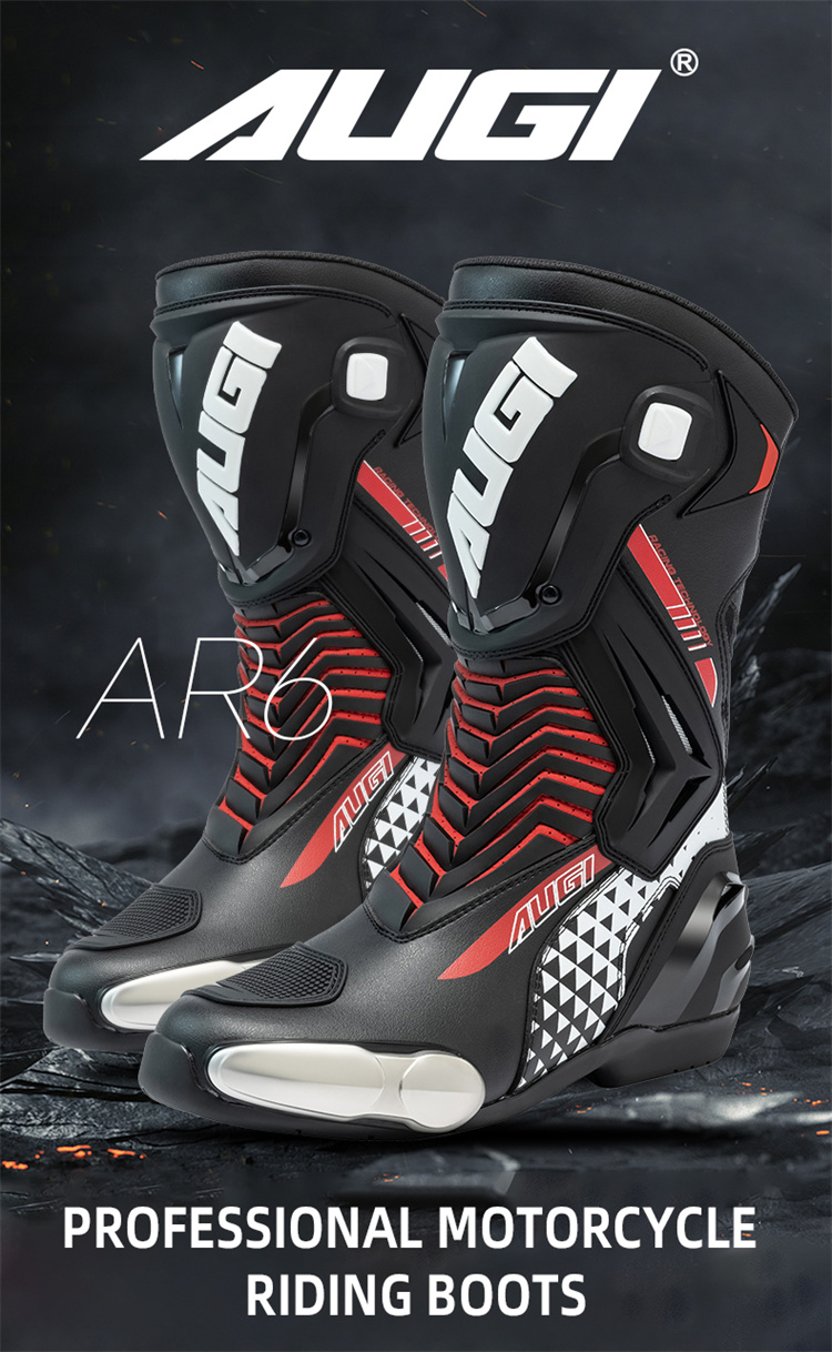 AUGI Motorcycle Riding Boots long-tube Professional Racing Competitive ...