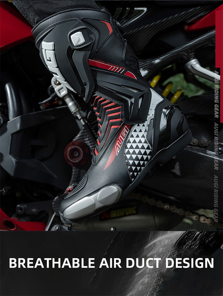 AUGI AR6-ST Motorcycle Riding Boots long-tube Professional Racing Competitive Cycling Shoes Men ...