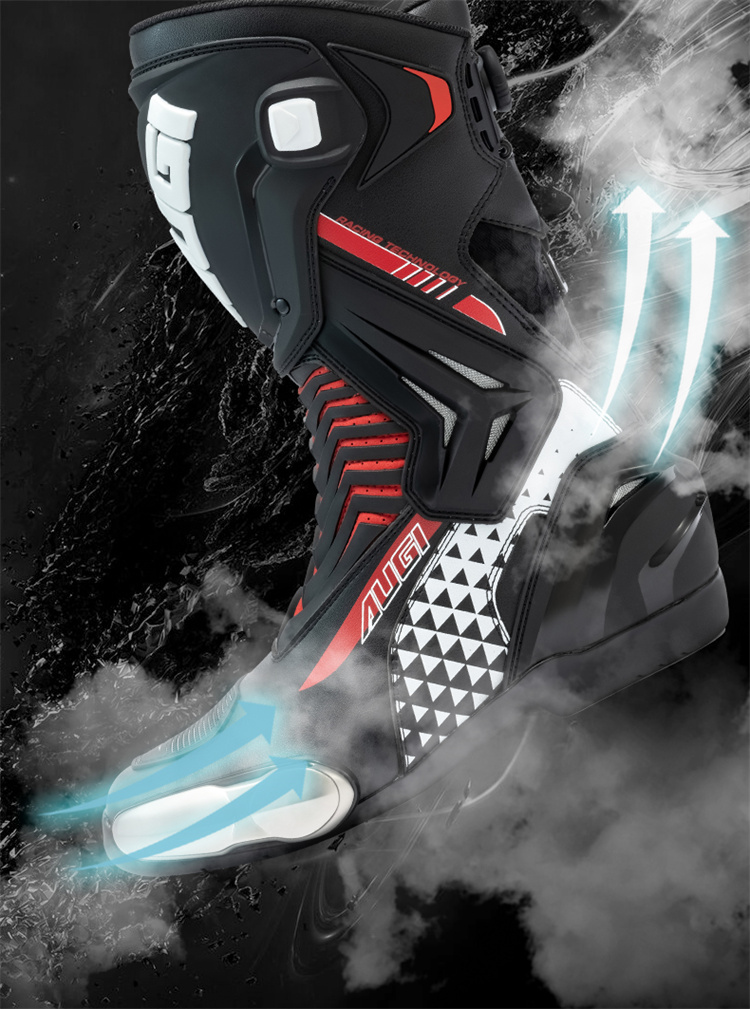AUGI Motorcycle Riding Boots long-tube Professional Racing Competitive ...