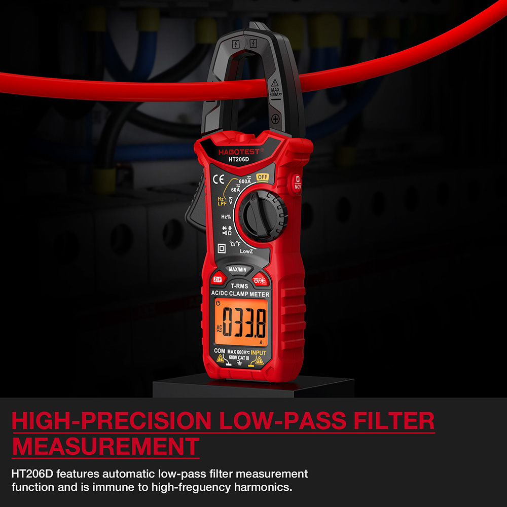 HABOTEST HT206 HT90 Digital Clamp Meter 600V AC/DC 6000 Counts Current ...
