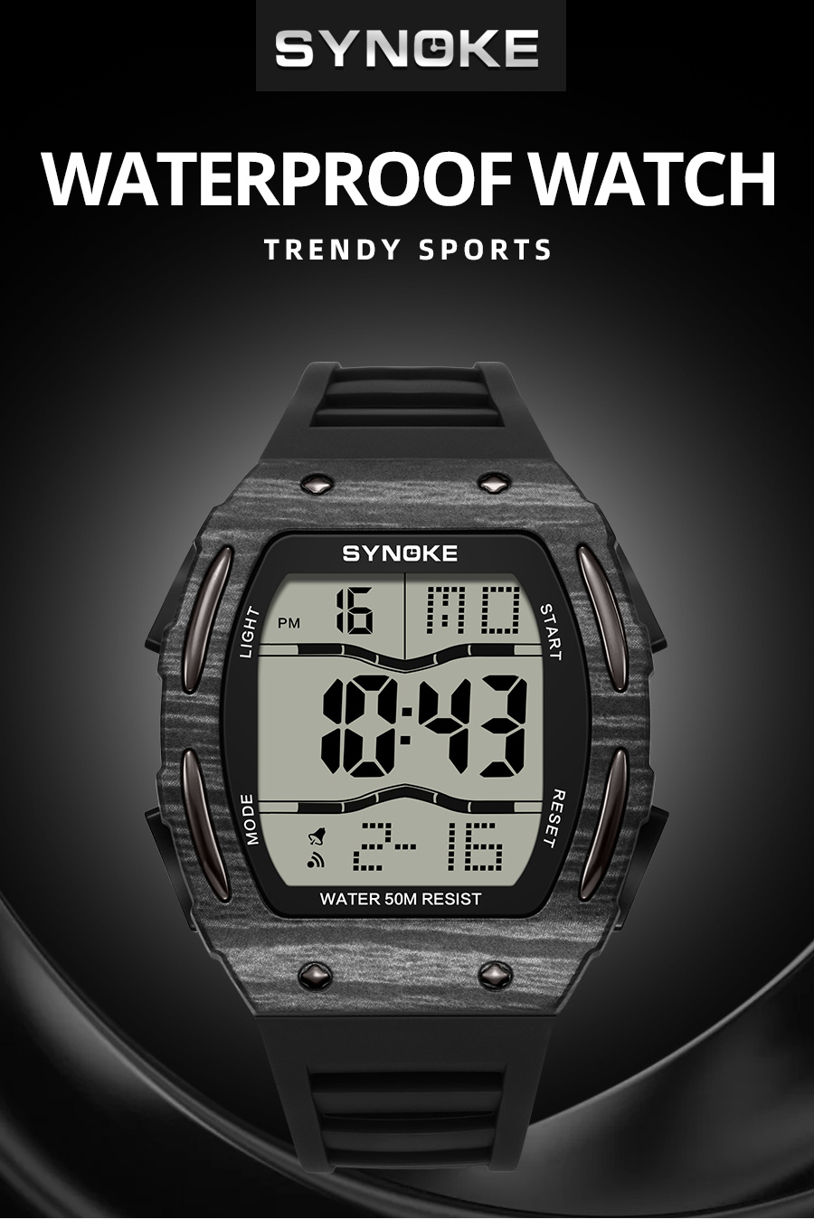 SYNOKE Digital Sports Electronic Watch Alarm Color Illumination Multi ...