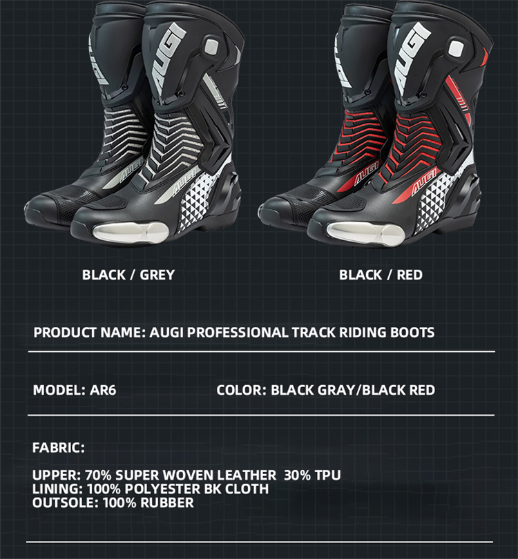 AUGI Motorcycle Riding Boots long-tube Professional Racing Competitive ...