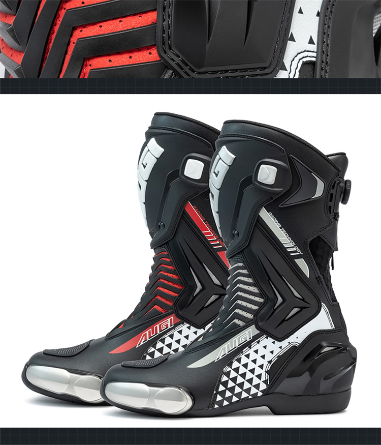 AUGI Motorcycle Riding Boots long-tube Professional Racing Competitive ...