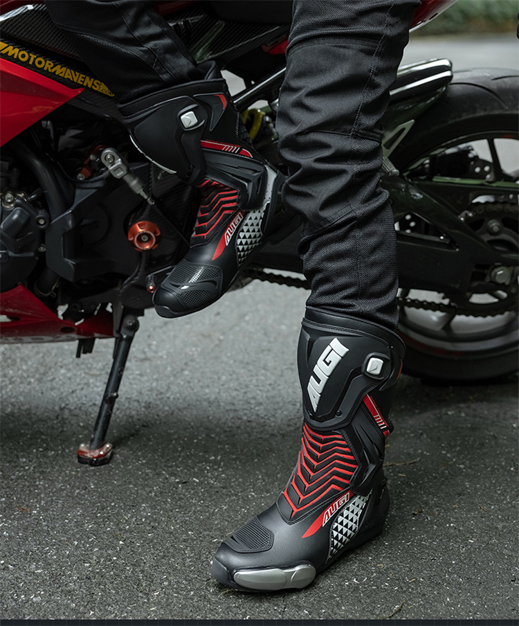 AUGI AR6-ST Motorcycle Riding Boots long-tube Professional Racing ...