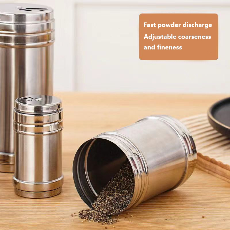 Stainless Steel Salt Shaker Spice Pepper Condiments Bottle Rotating ...
