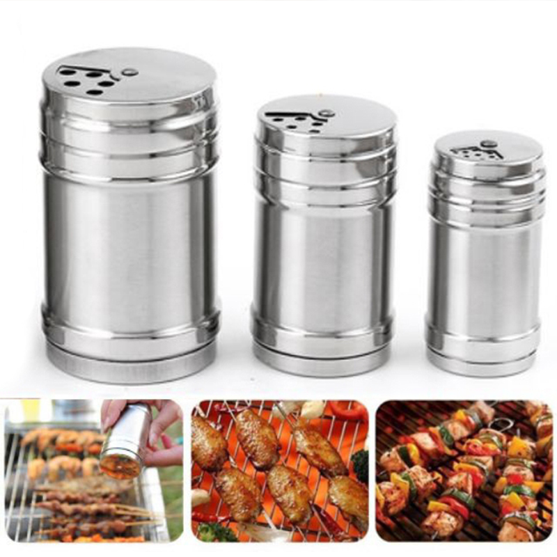 Stainless Steel Salt Shaker Spice Pepper Condiments Bottle Rotating ...