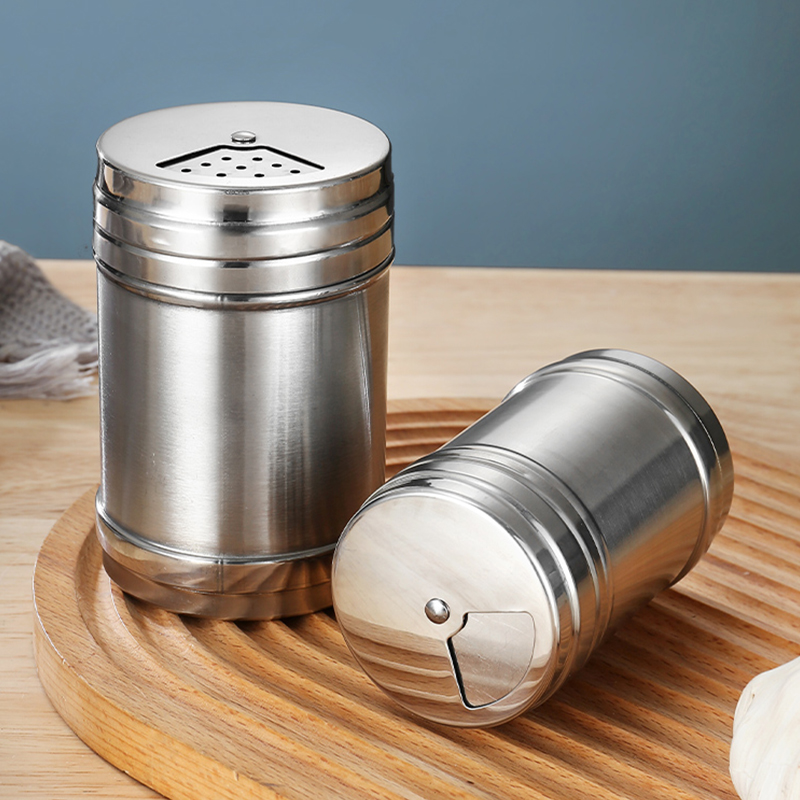 Stainless Steel Salt Shaker Spice Pepper Condiments Bottle Rotating ...