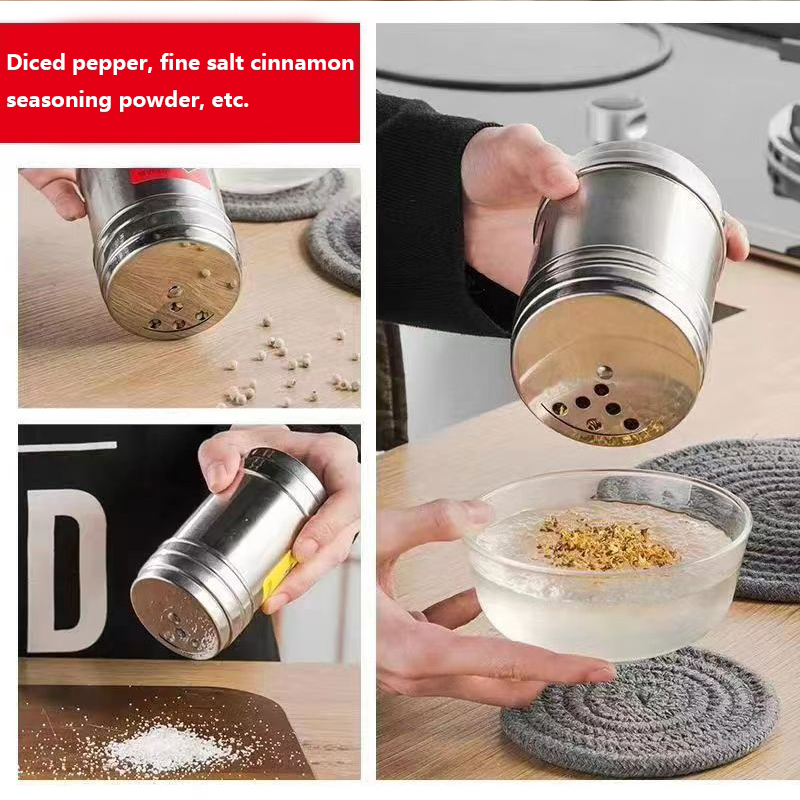 Stainless Steel Salt Shaker Spice Pepper Condiments Bottle Rotating ...