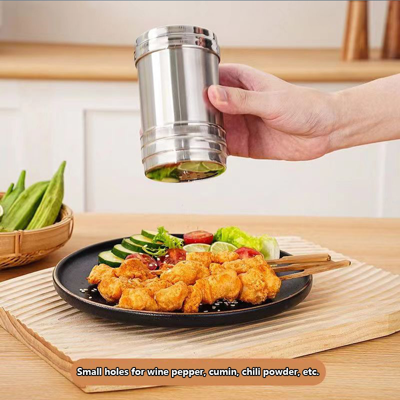 Stainless Steel Salt Shaker Spice Pepper Condiments Bottle Rotating ...