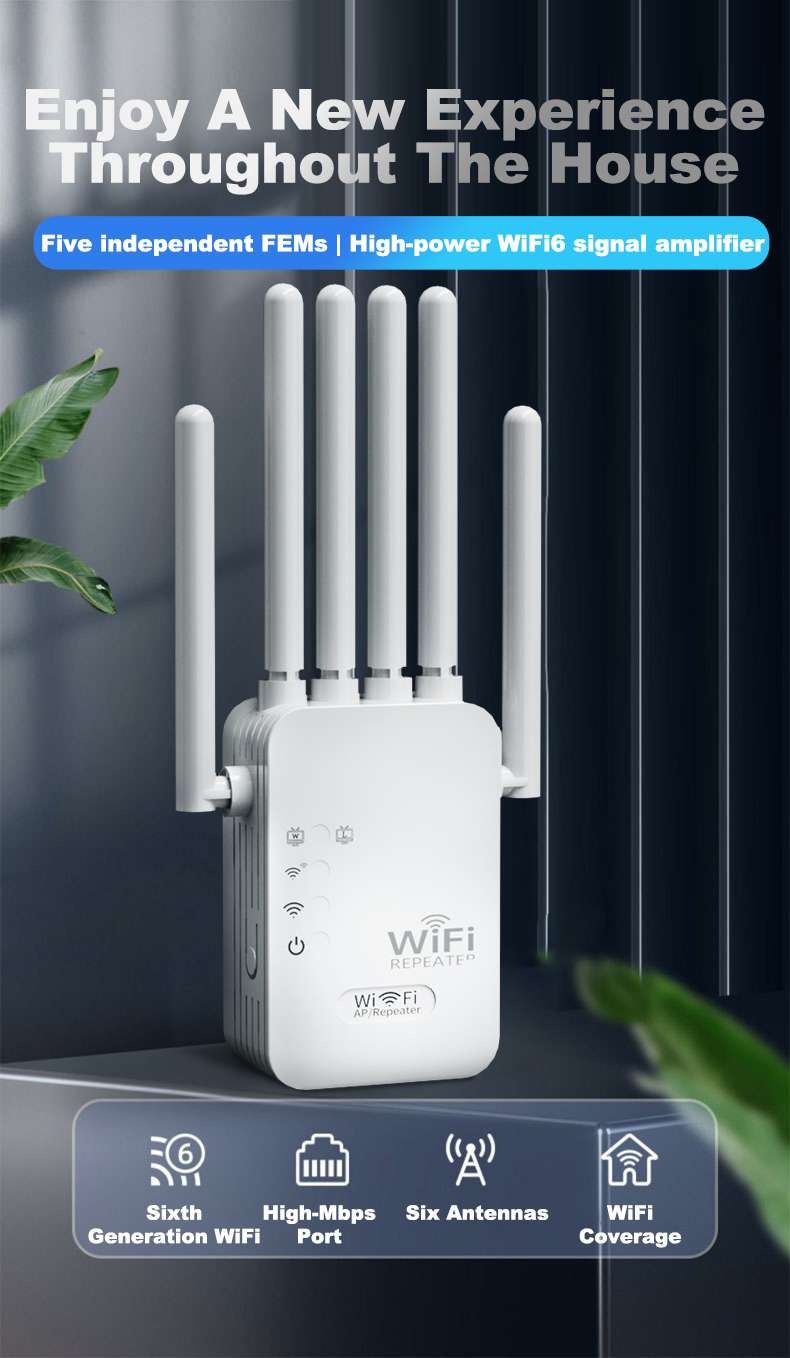 V380 Pro Wireless WiFi Repeater signal amplifier 6-antenna Ehanced ...