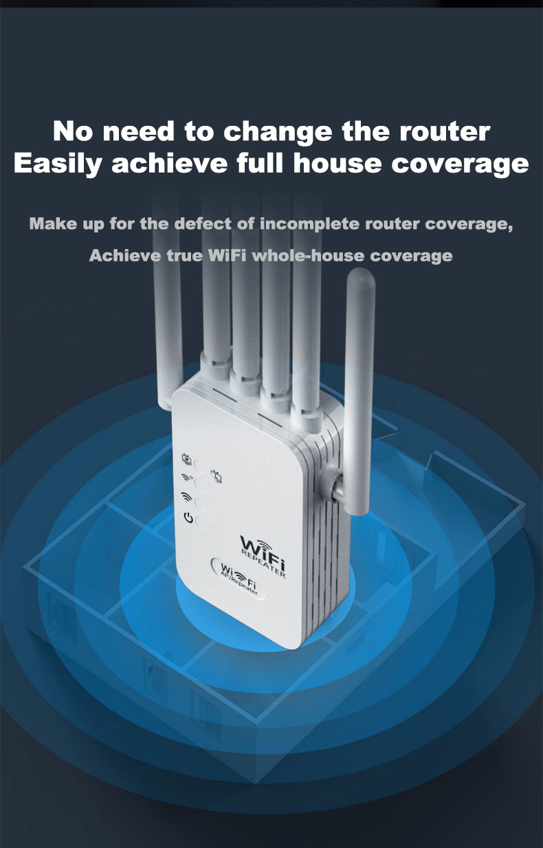 V380 Pro Wireless WiFi Repeater signal amplifier 6-antenna Ehanced Version, 300Mbps WiFi Signal ...