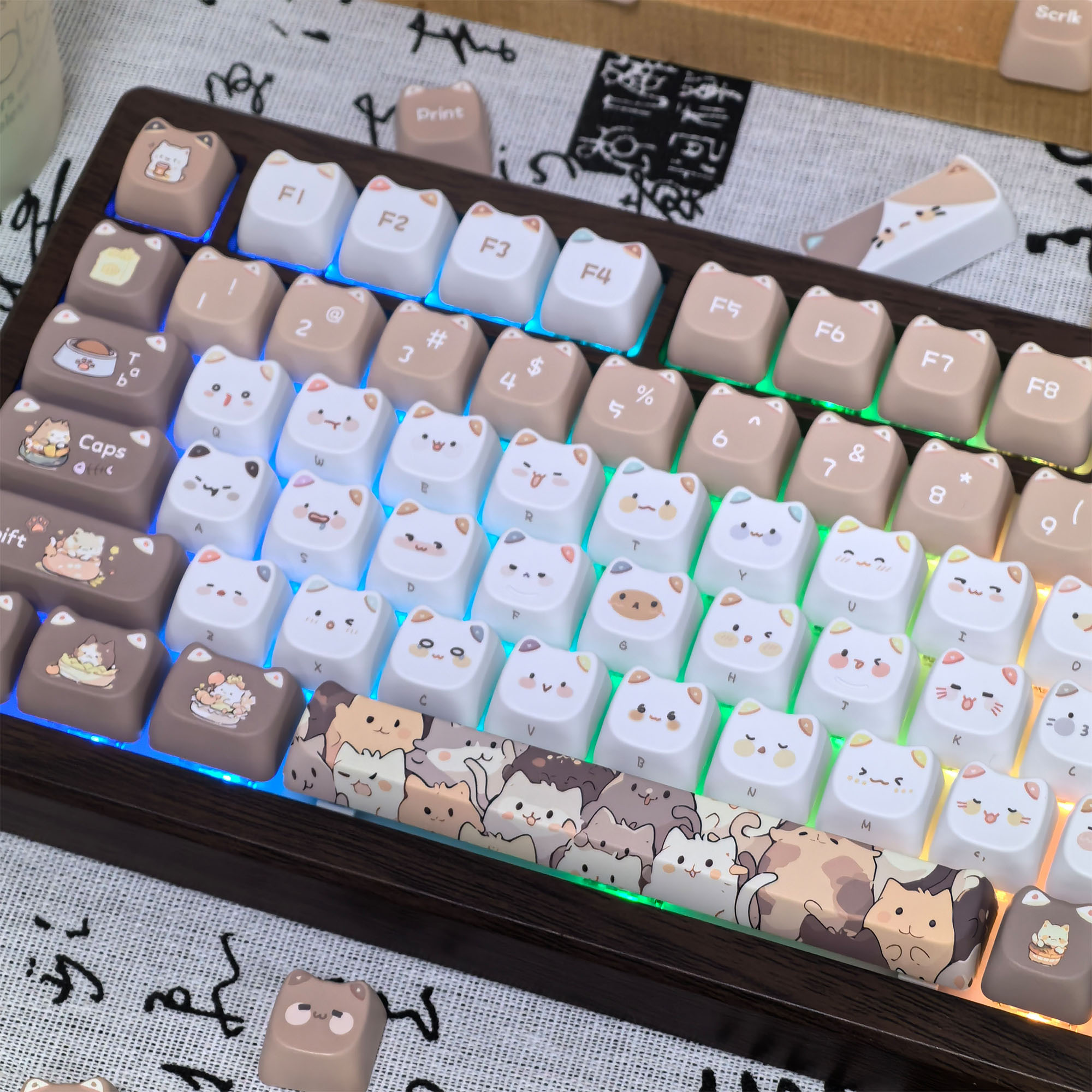 Black Cat Keycaps MAO Profile Five Sides Sublimation Side Engraved ...