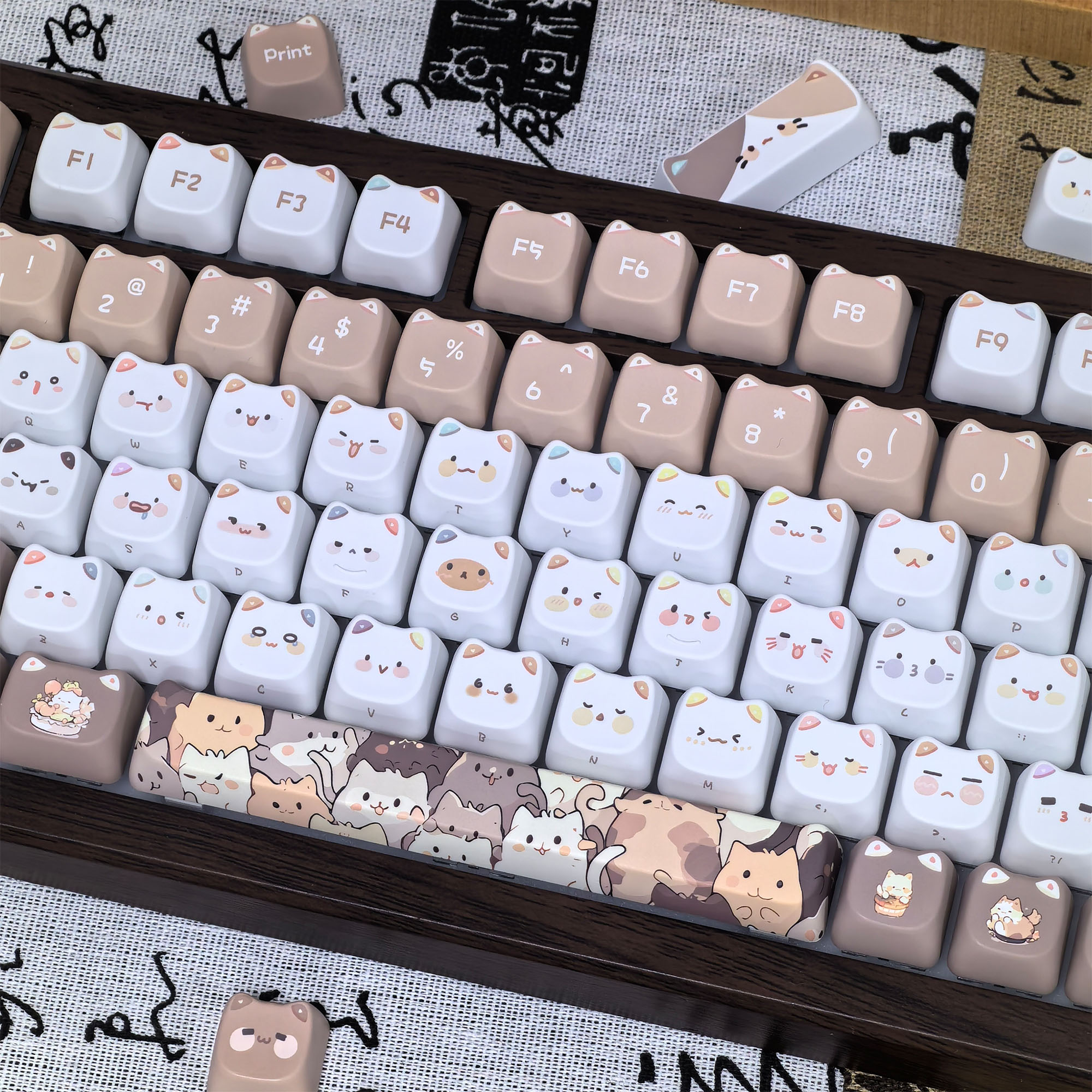 Animal Crossing Keycaps Cat Ear MAO Profile PBT Key Caps Five-Sides ...