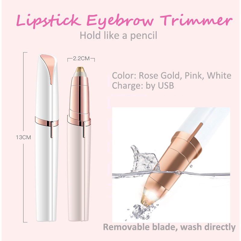 Electric Eyebrow Trimmer USB Charging Painless Remover Brows Razor ...