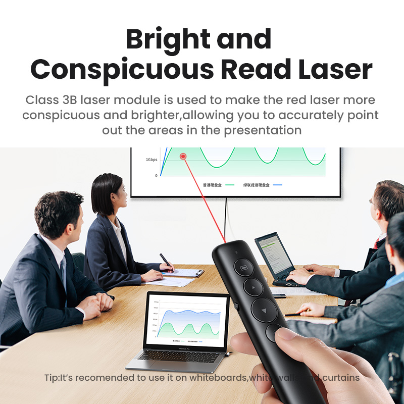 UGREEN Wireless Presenter Presentation Remote Clicker Laser Pointer 2 ...