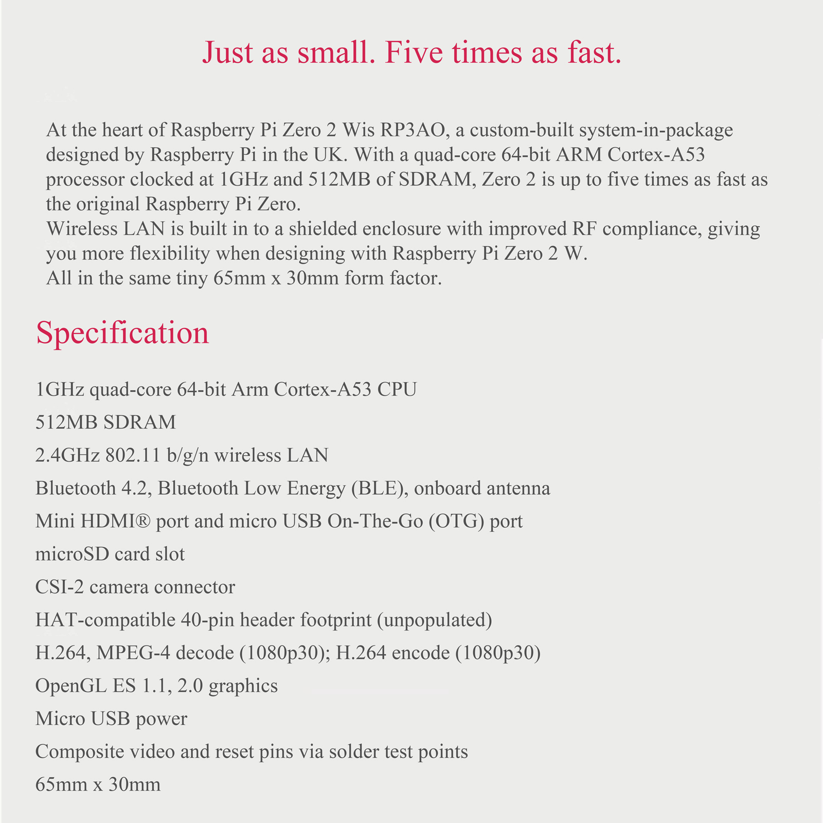 Original Raspberry Pi Zero 2 W 64-bit Arm Cortex-A53 CPU 2.4GHz ...