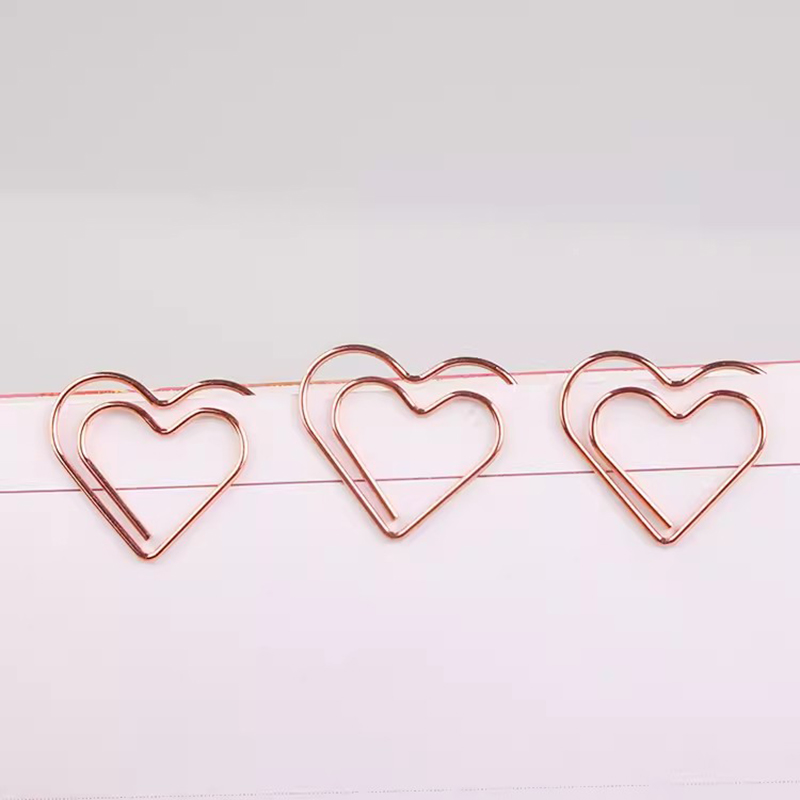 50pcs/bag Kawaii Love Heart Paper Clips Metal Hollow Binder Clips ...