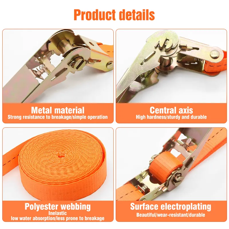 10M/8M/6M /4M Cargo Strap 4cm Heavy Duty Adjustable Ratchet Cargo Tie ...