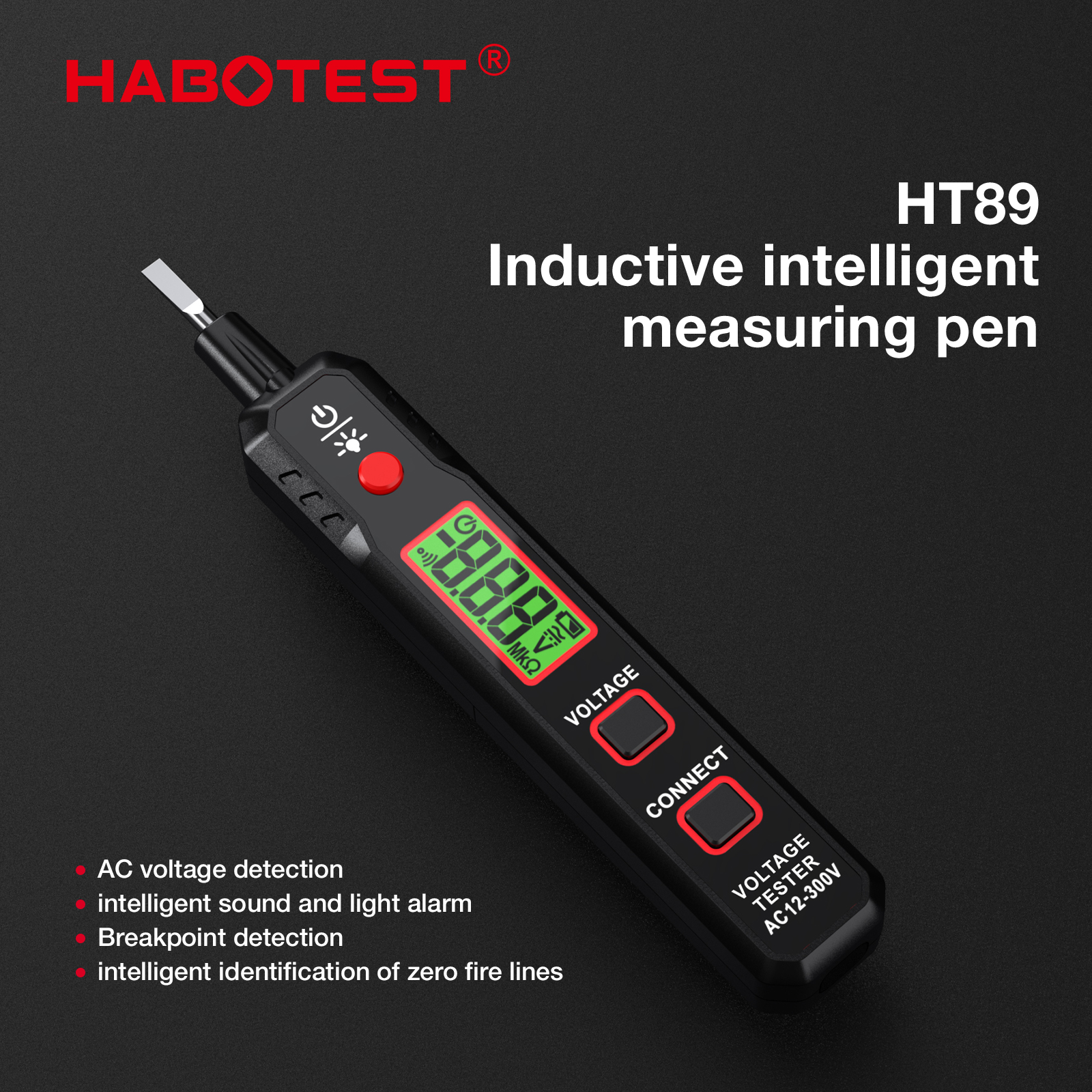 HABOTEST HT89 Pen Type AC Voltage Detector NCV 12~300V Voltage Tester ...