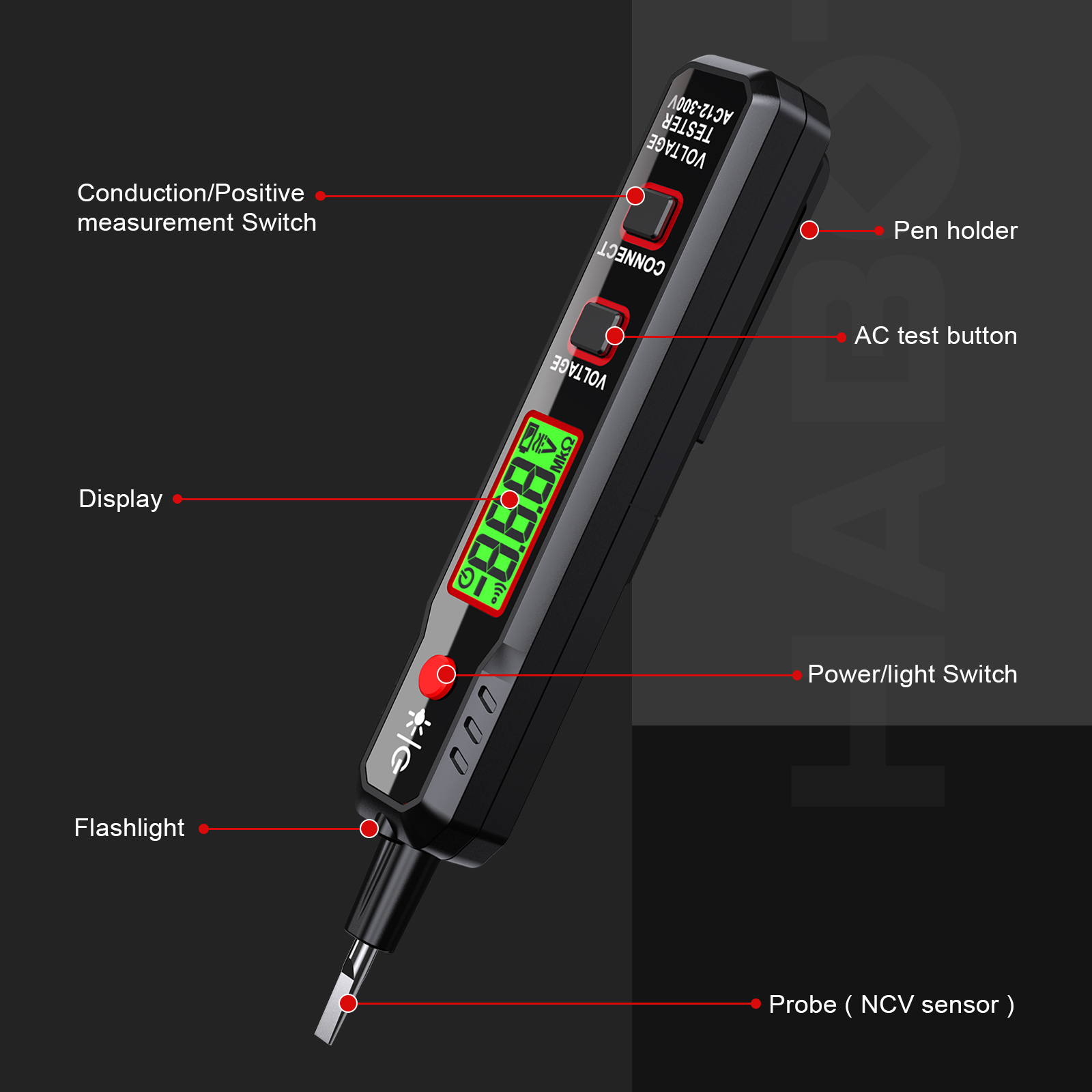 HABOTEST HT89 Pen Type AC Voltage Detector NCV 12~300V Voltage Tester ...