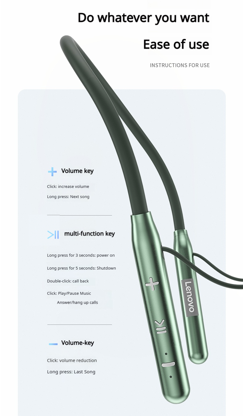 Lenovo BT10 TWS In-Ear Bluetooth 5.2 Long endurance Wireless Earbuds ...