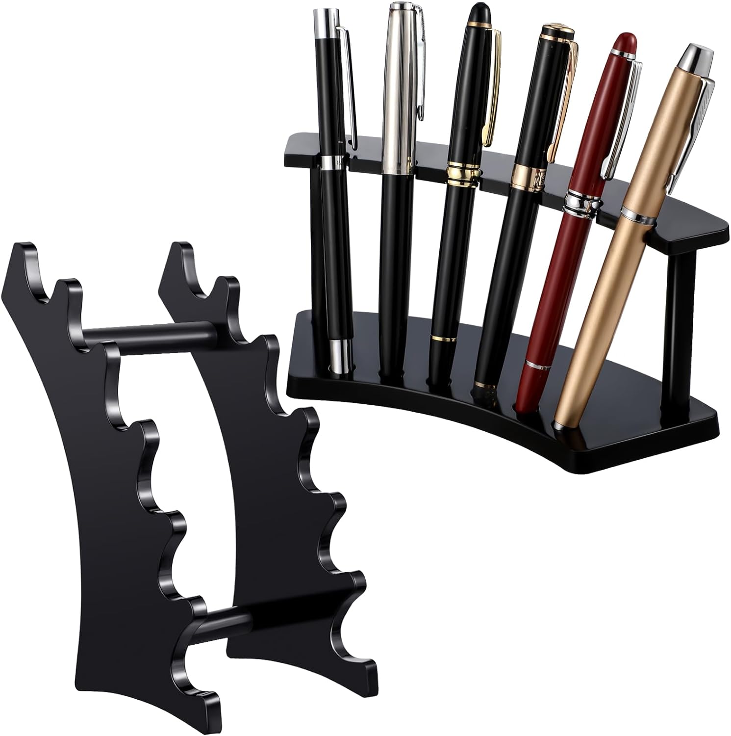 2 Pieces Plastic Pen Holder Stand, 6 Slot 2 Kinds Vertical and ...