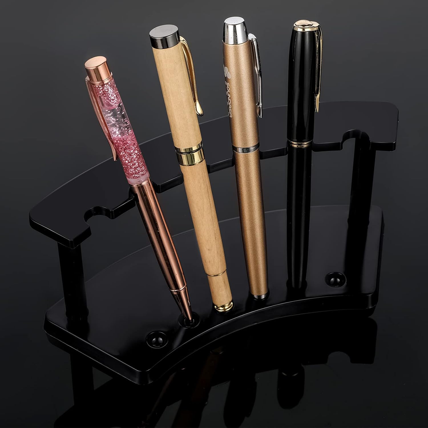 2 Pieces Plastic Pen Holder Stand, 6 Slot 2 Kinds Vertical and ...