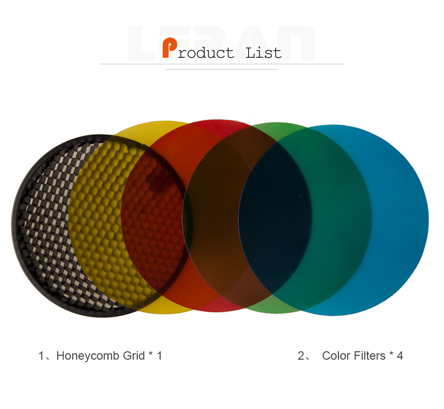 Godox AD-S11 4 Colors Filter Gel Pack + Honeycomb Grid Cover Reflector ...