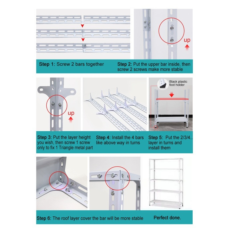 3/4/5 Layers Angle Steel display Shelves Organizer Rack Metal Shelf ...