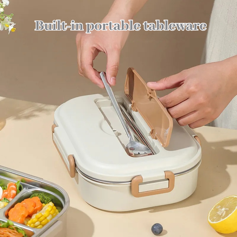 304 Stainless Steel Insulated Lunch Box Leak-Proof Dinnerware Set Adult ...