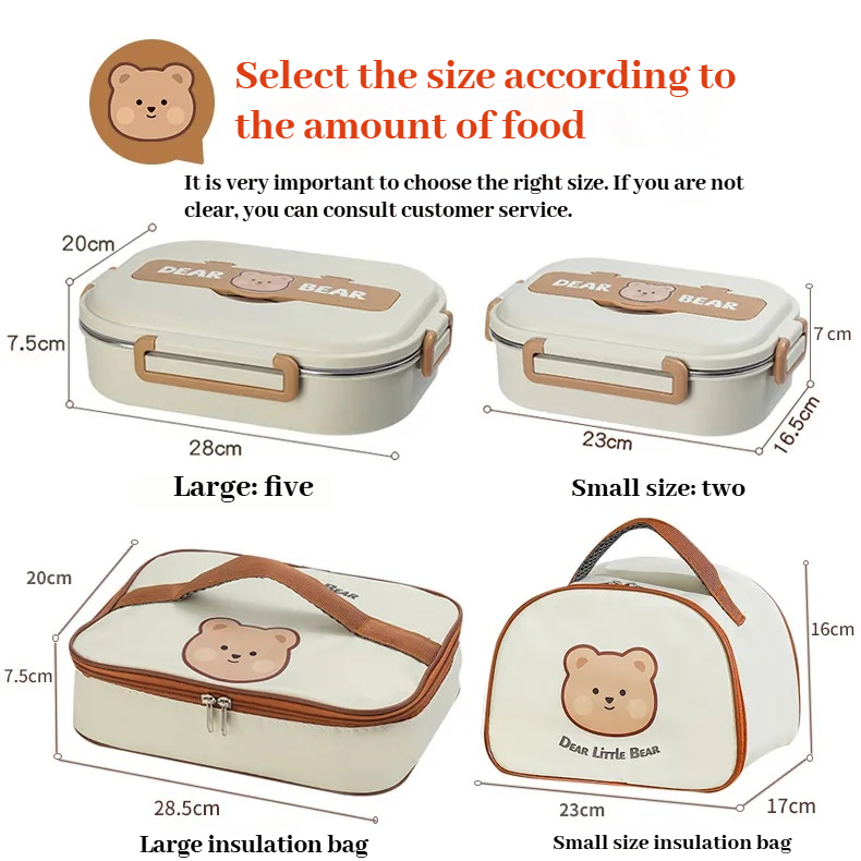 304 Stainless Steel Insulated Lunch Box Leak-Proof Dinnerware Set Adult ...