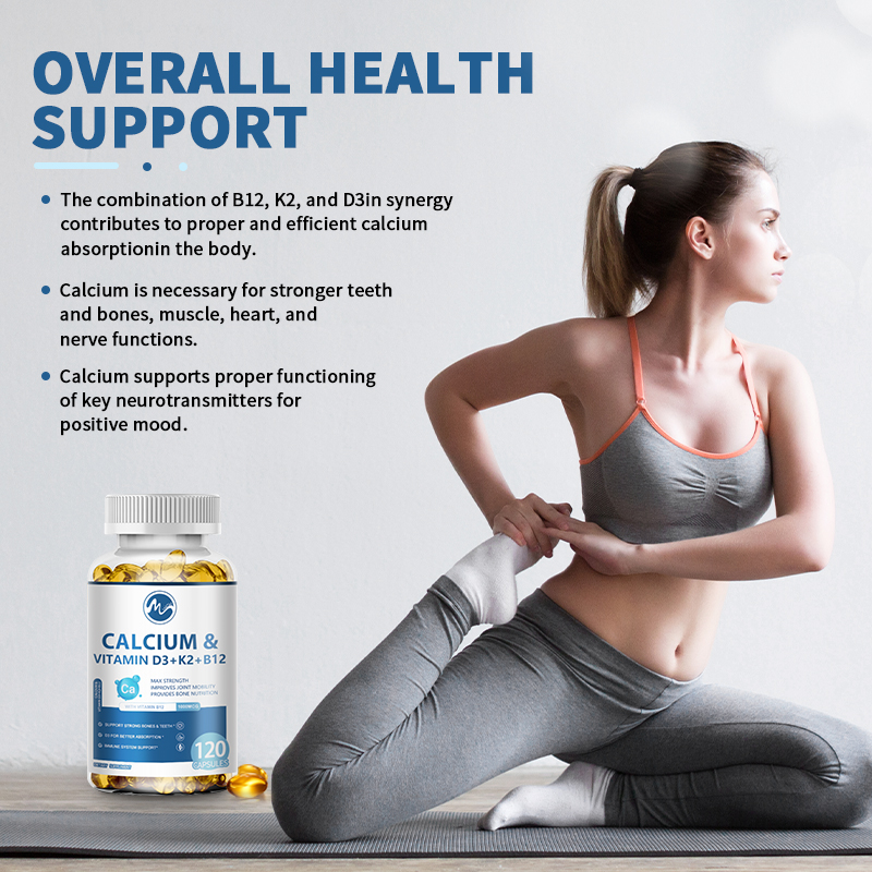 Minch Calcium & Vitamin D3 K2 600mg Vitamin B12 1200mcg Max Strength Improve Joint Mobility ...