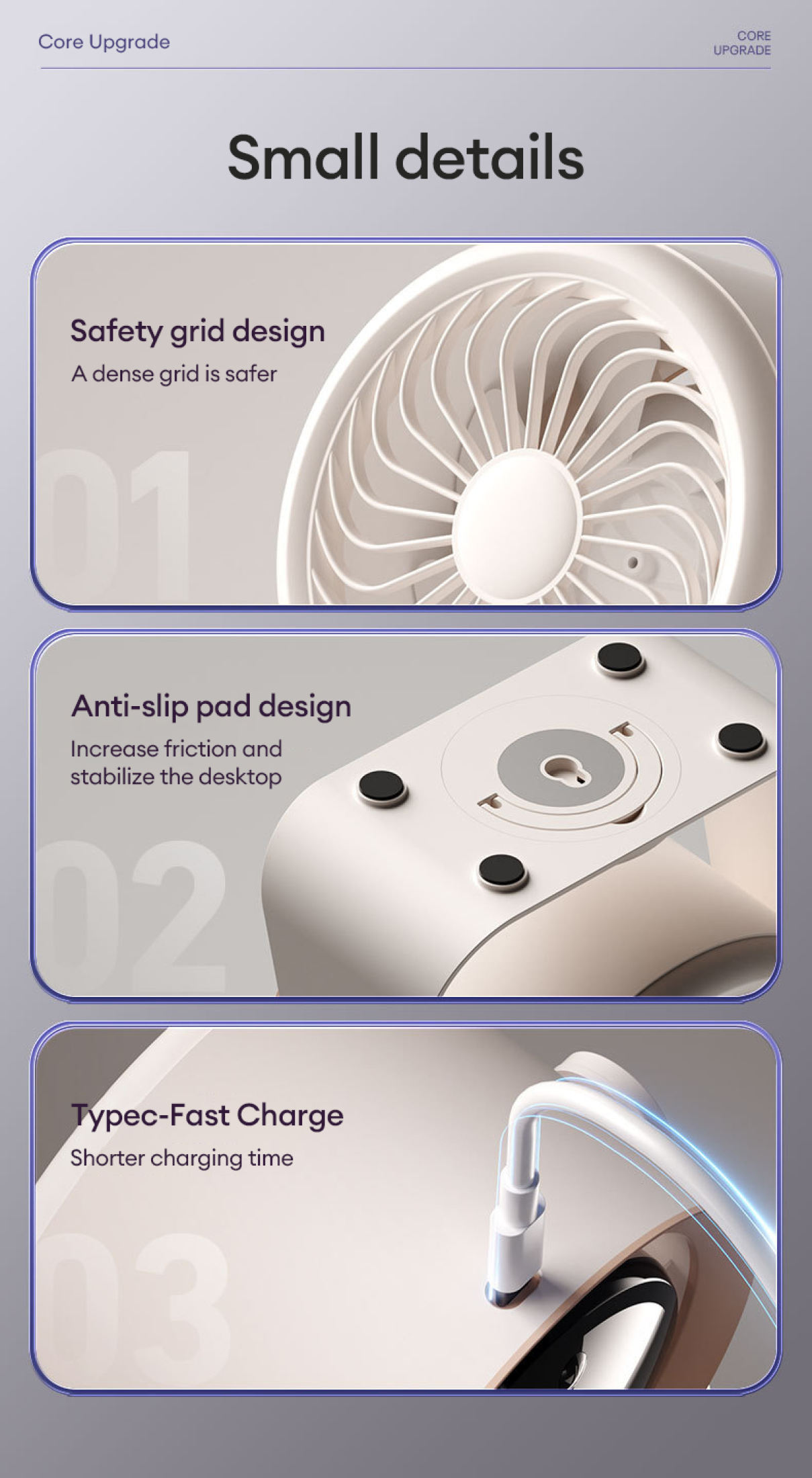 Mini Fan Rechargeable Turbo Fan Portable Desk Electric Fan 100 Gears ...