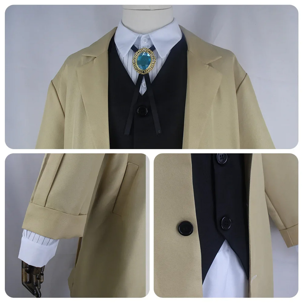Anime Bungo Stray Dogs Dazai Osamu Cosplay Costume Jacket Long Coat ...