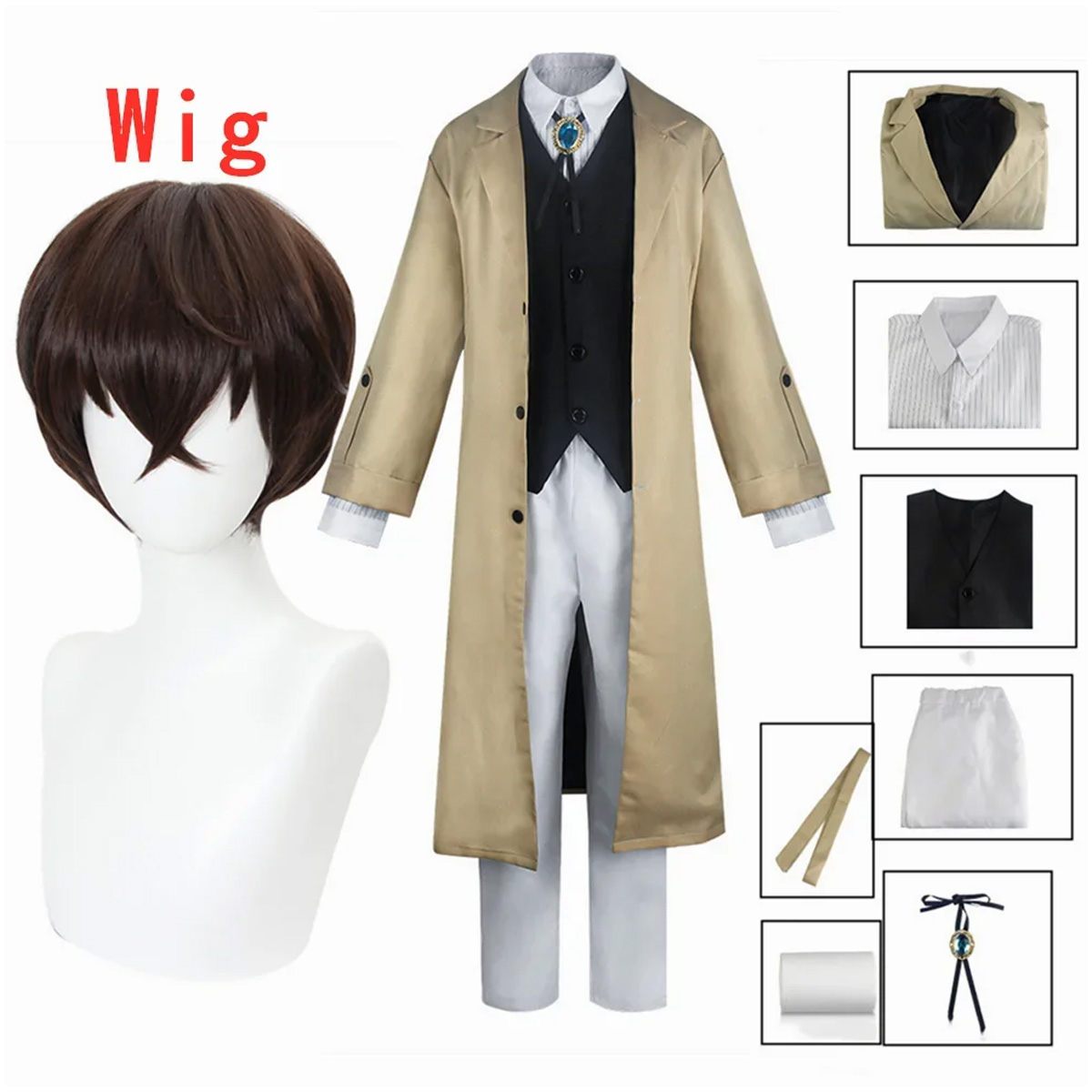 Anime Bungo Stray Dogs Dazai Osamu Cosplay Costume Jacket Long Coat ...