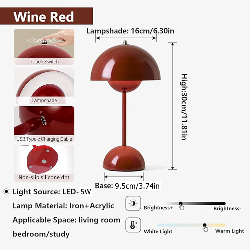 Flower Bud Lamp Bedside Lamp 3 Color Stepless Dimming Night Light ...