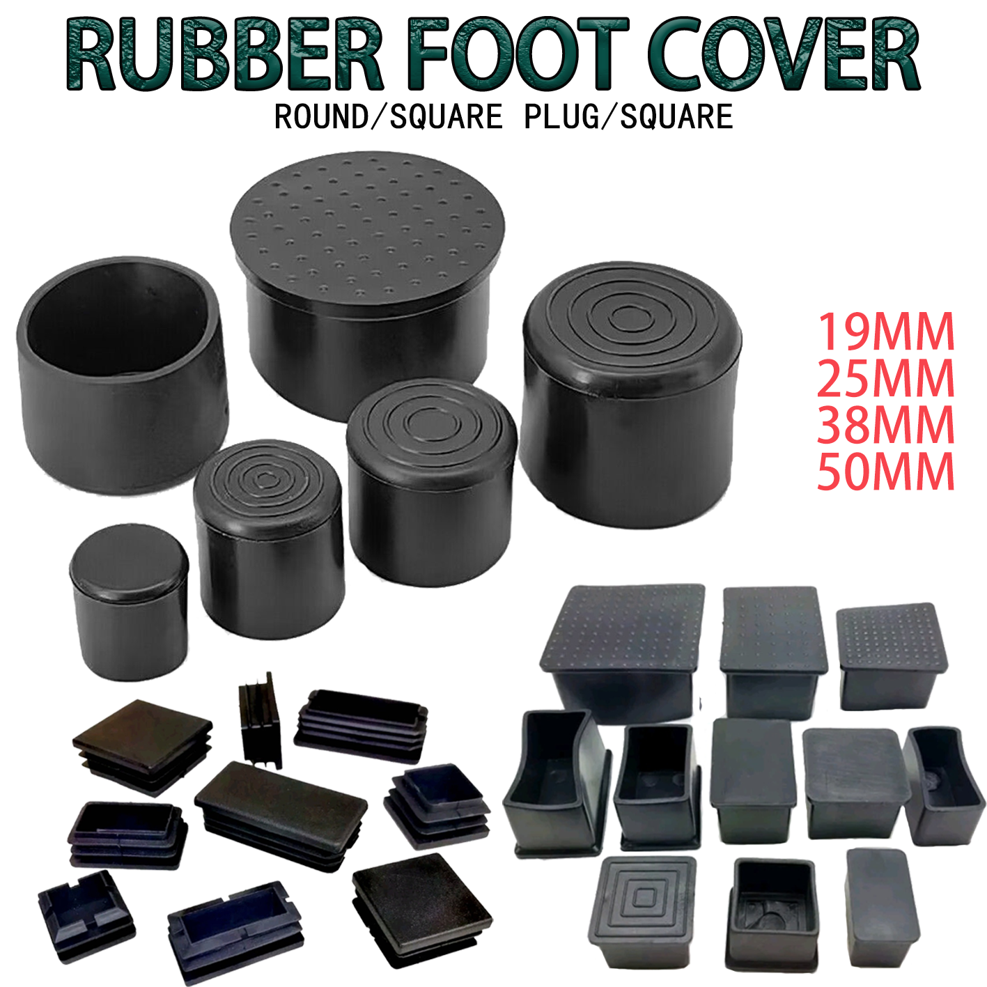 【COD】Rubber Footing Square Rectangular TubeRubber Footing ( Price 1pcs ...