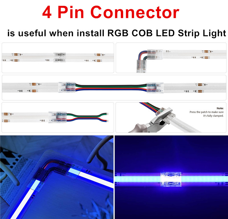 1 pcs COB Connector L-shaped/Corner Connector Unwired Clips Solderless ...