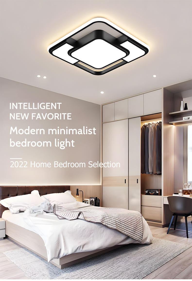 GOGEOUS Modern Led Ceiling Light With Remote Control Tricolor Dimmable ...