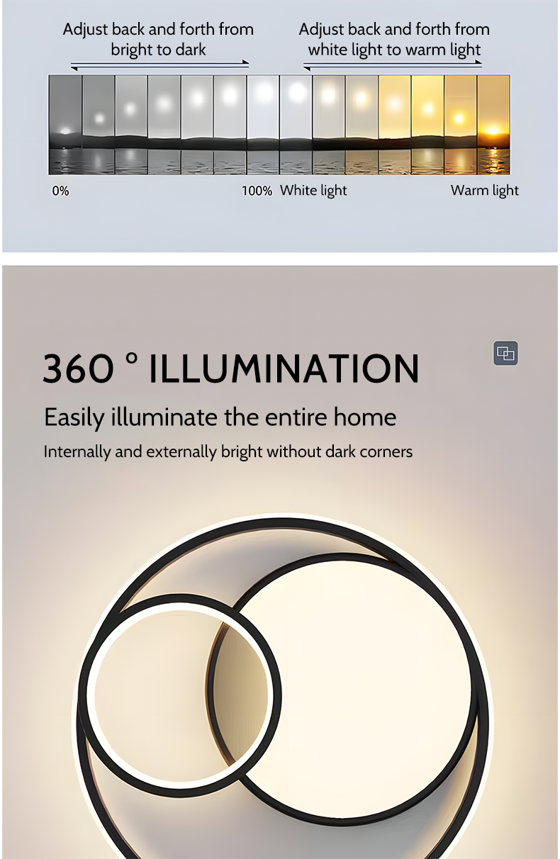 GOGEOUS Modern Led Ceiling Light With Remote Control Tricolor Dimmable ...