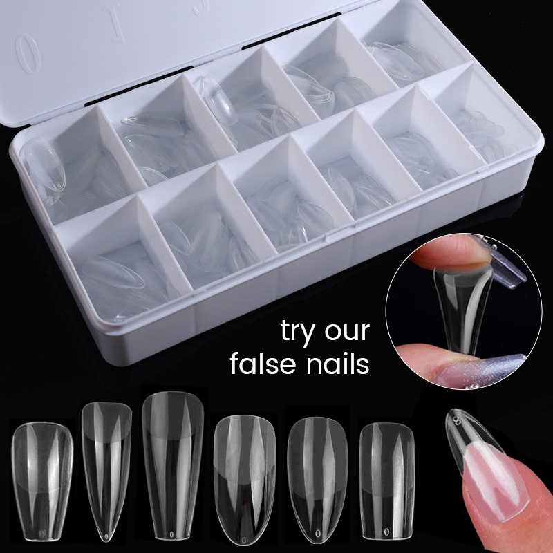 550 Pcs/Set Nail Tip Gel Kit Clear Nail Tips Extensions Gelly Soft Gel ...