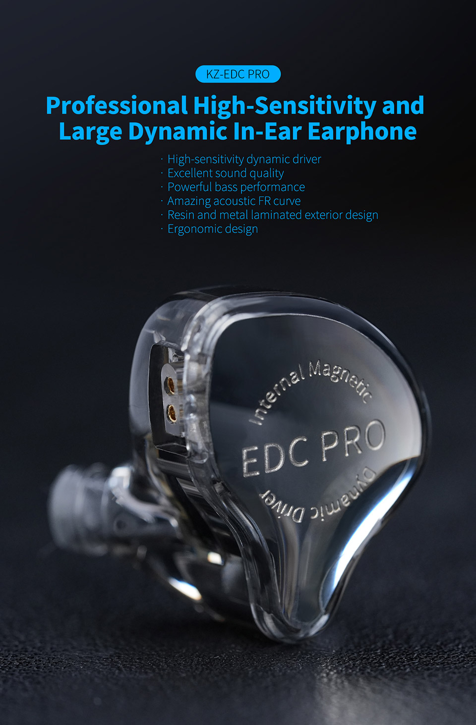 KZ EDC PRO HIFI Best In-ear Wired Earphone Large Dynamic Drivers ...